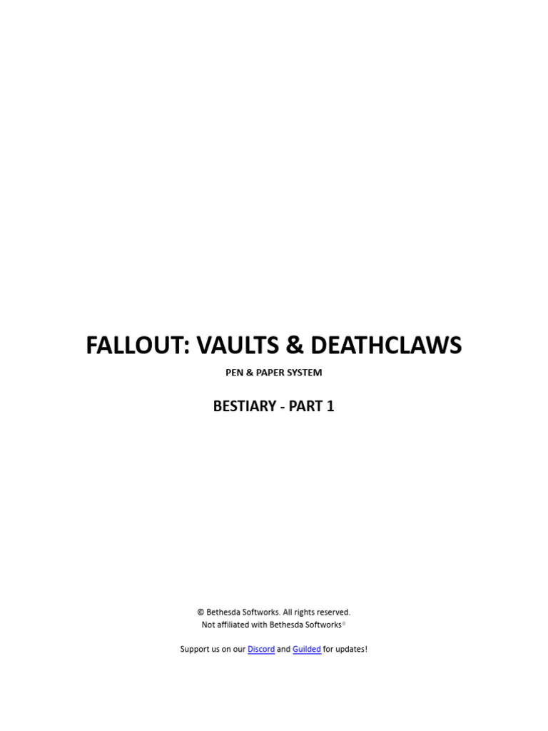 Bestiary P1 - Fallout Vaults & Deathclaws PNP | PDF