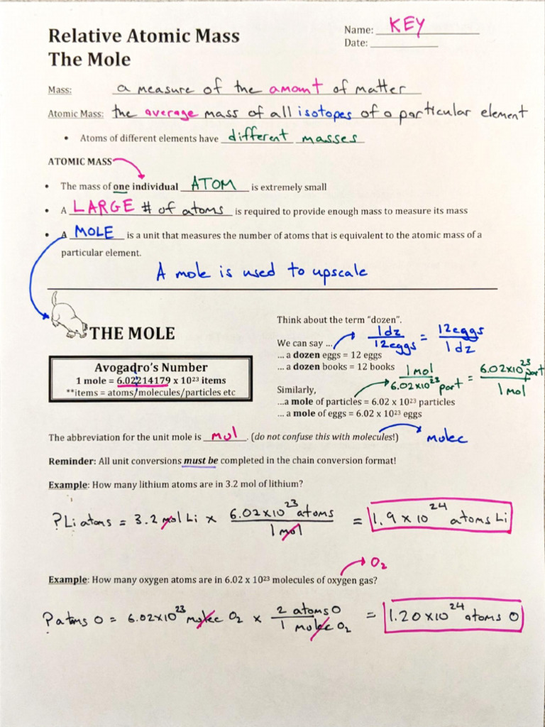 Notes - Intro Atomic Mass Key | PDF