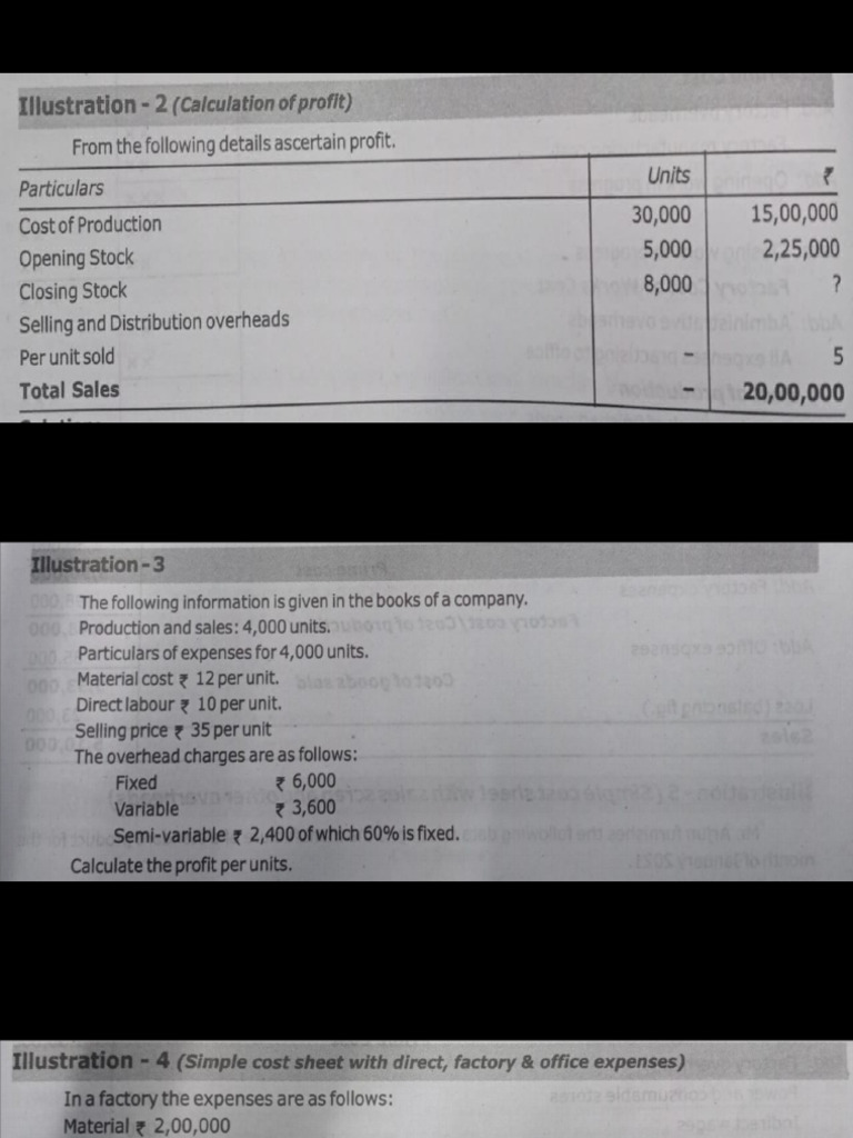 Cost Sheet Problems | PDF