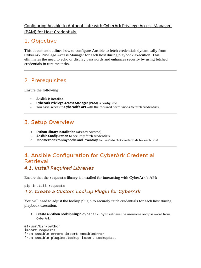 Configuring Ansible to Authenticate With CyberArk Privilege Access Manager | PDF | Transport ...