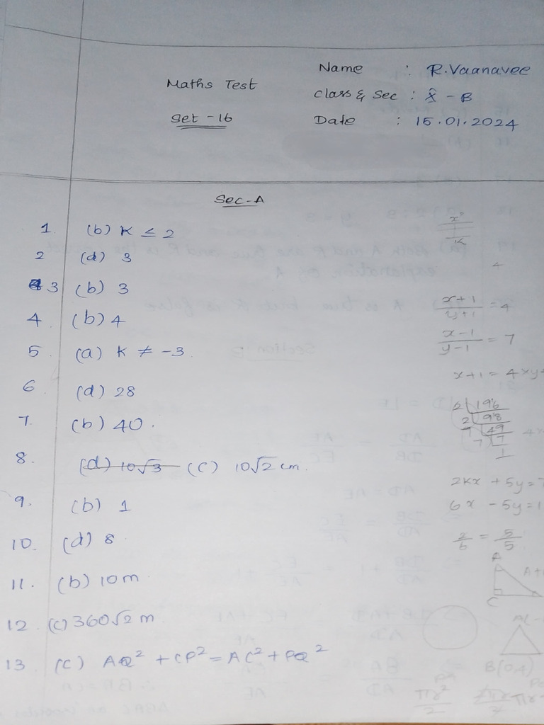 Maths Test 3 | PDF