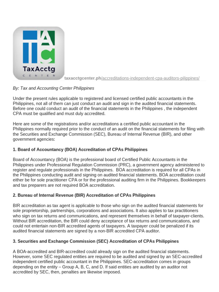 CHAPTER 5 Accreditation of A Filipino CPA | PDF | Certified Public ...