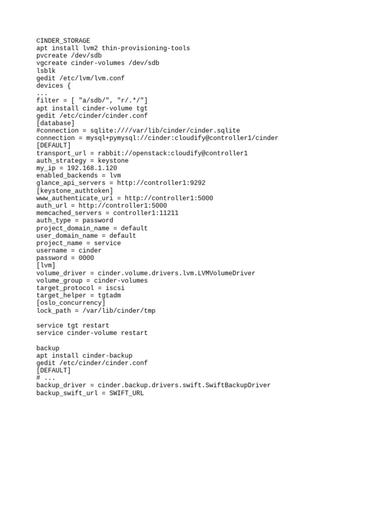 Cinder Storage | PDF