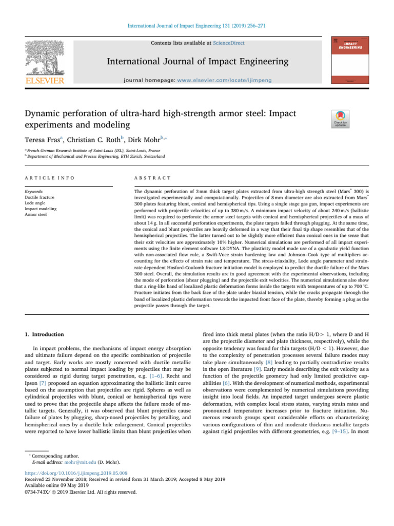 Dynamic Perforation of Ultra Hard High Strength - 2019 - International ...