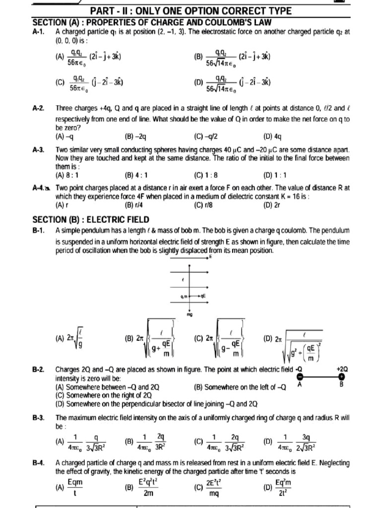 Electrostatics Mains Assignment 4545 | PDF | Electric Field | Dipole