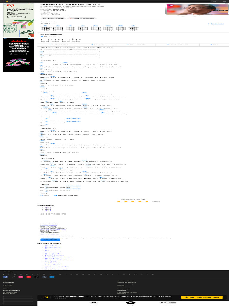 Snowman Chords & Lyrics by Sia | PDF | Popular Music