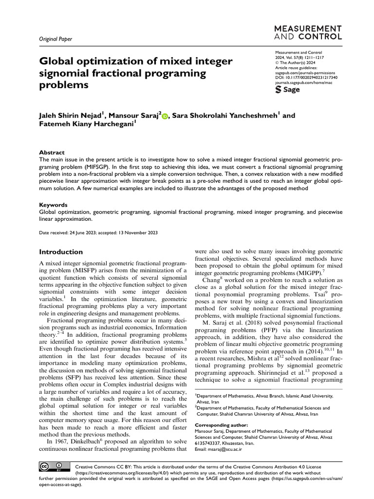 Global Optimization of Mixed Integer Signomial Fra | PDF | Linear Programming | Mathematical ...