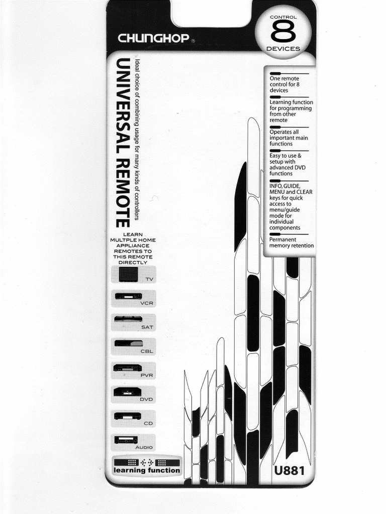 CHUNGHOP_U881_8In1_Universal_remote_controller | PDF