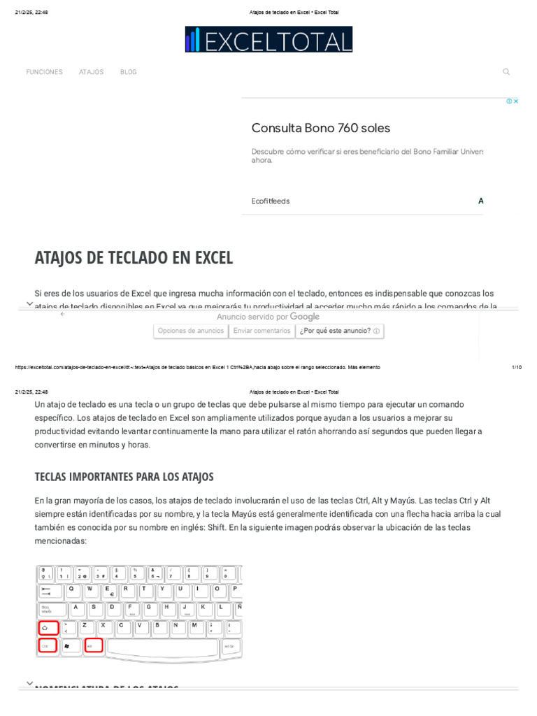 Atajos de Teclado en Excel - Excel Total | PDF | Ventana (informática) | Microsoft Excel