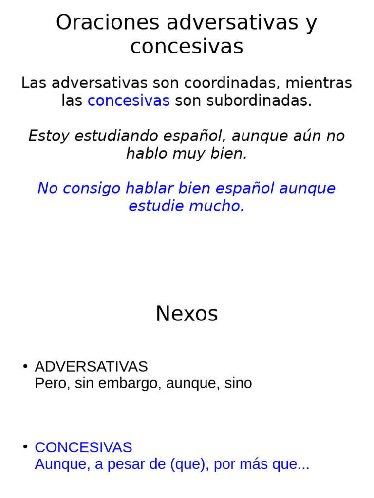 Oraciones Concesivas y Adversativas | PDF | Lingüística