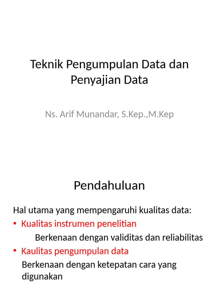 Teknik Pengumpulan Data Dan Penyajian Data | PDF