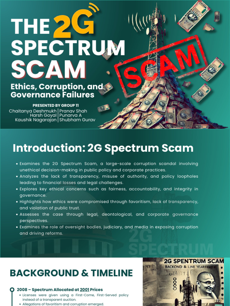 The 2G Spectrum Scam Ethics & Corruption - Group 11 | PDF | Political ...