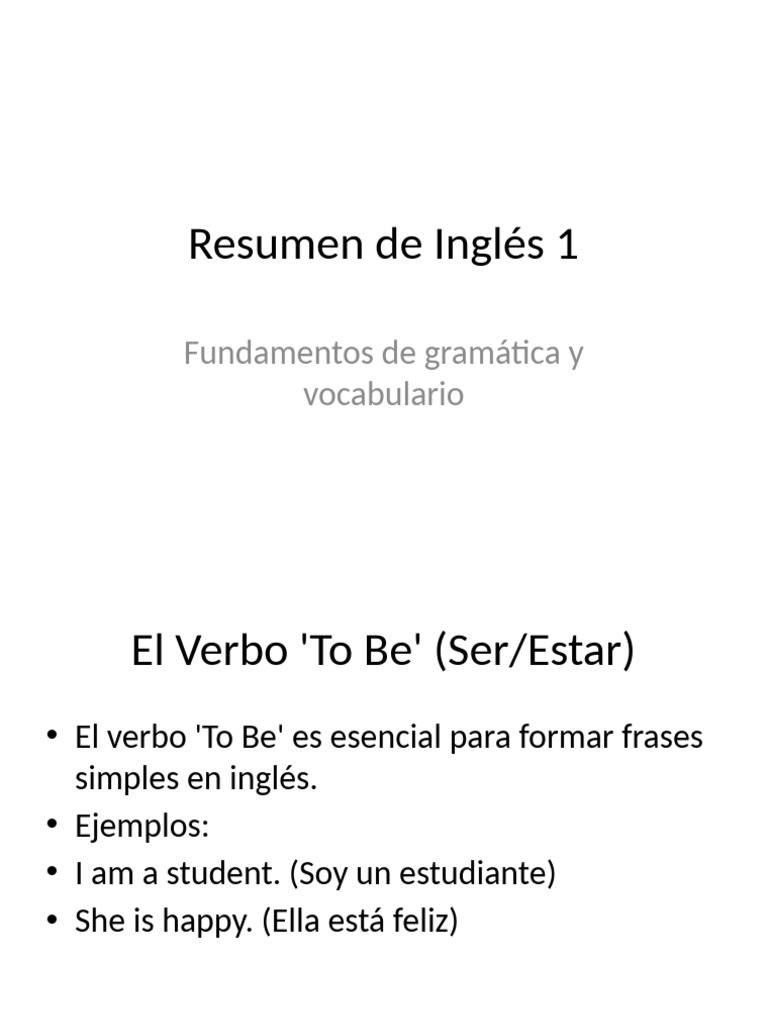 Resumen Ingles 1 v2 | PDF