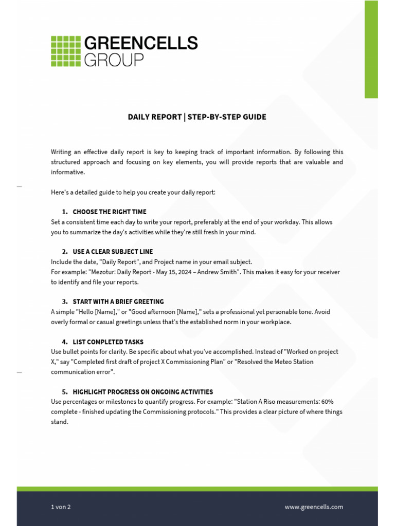MN - Daily Report Guide - GC - 15012025 - R00 | PDF | Communication ...