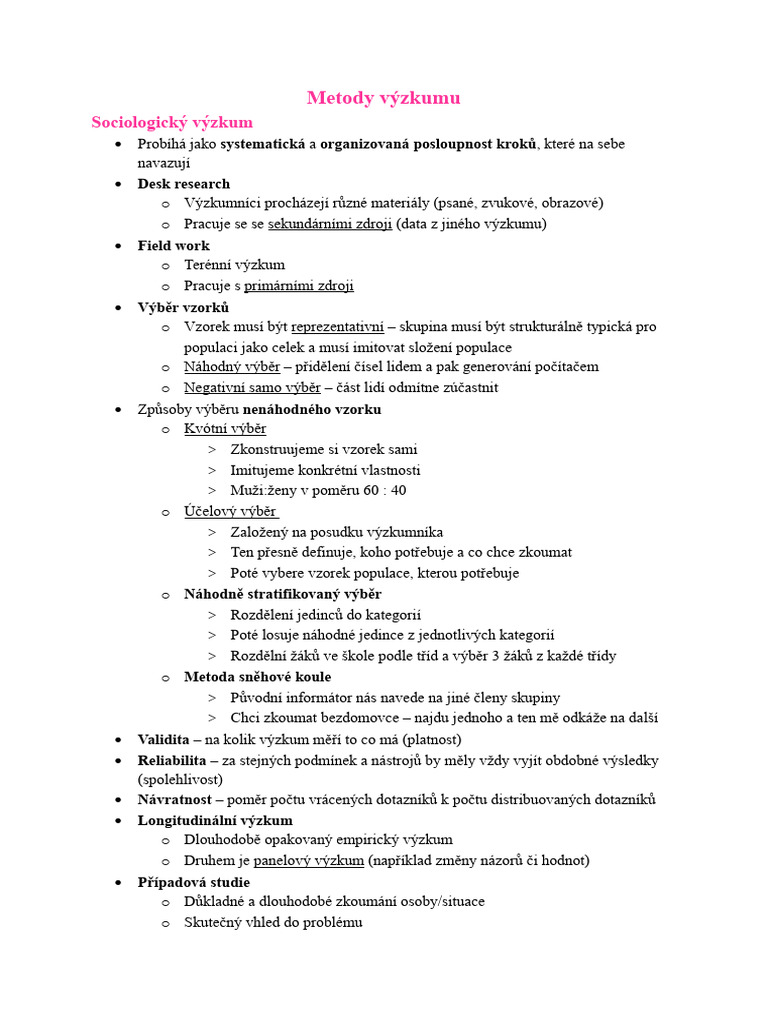 Metody Výzkumu | PDF