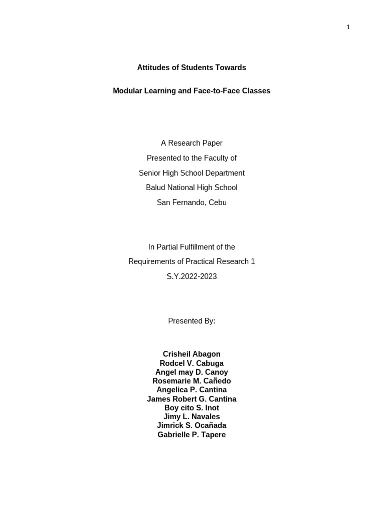 ATTITUDES OF STUDENTS TOWARDS F2F AND MODULAr Learning | PDF | Learning | Educational Technology