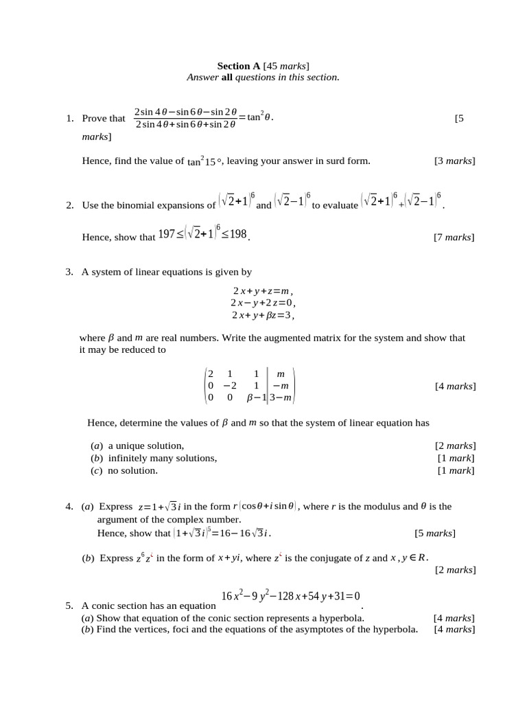 2019 Trial Term 1 Mathematics T | PDF | Mathematical Analysis ...