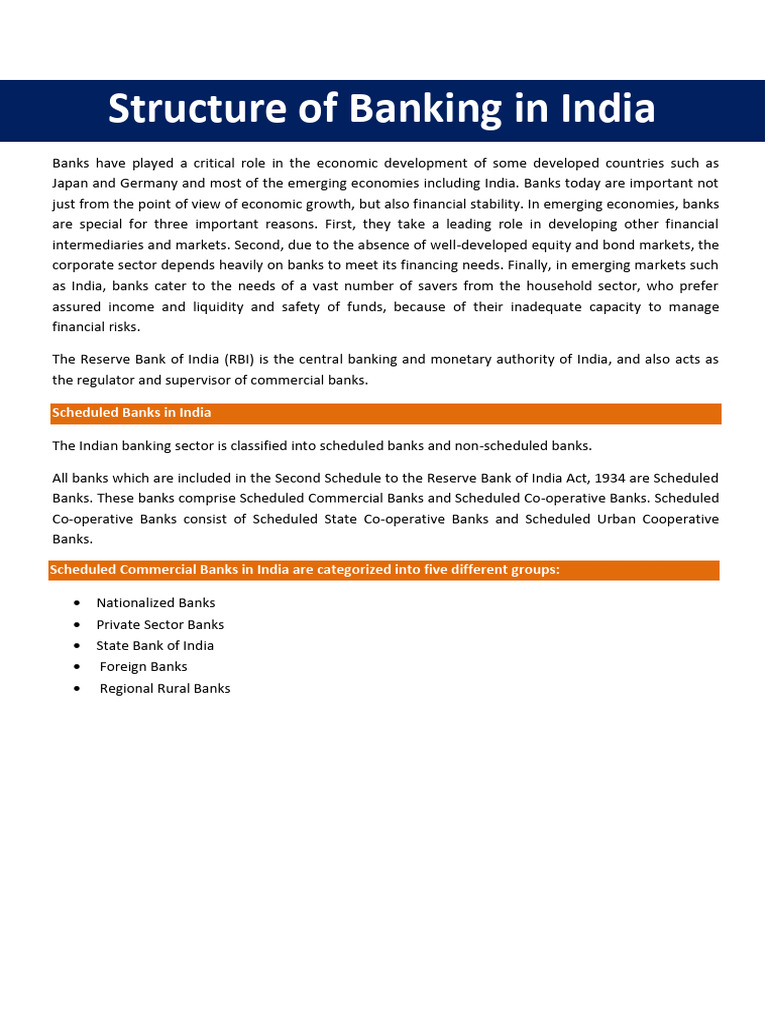Structure of Banking in India | PDF | Banks | Central Banks