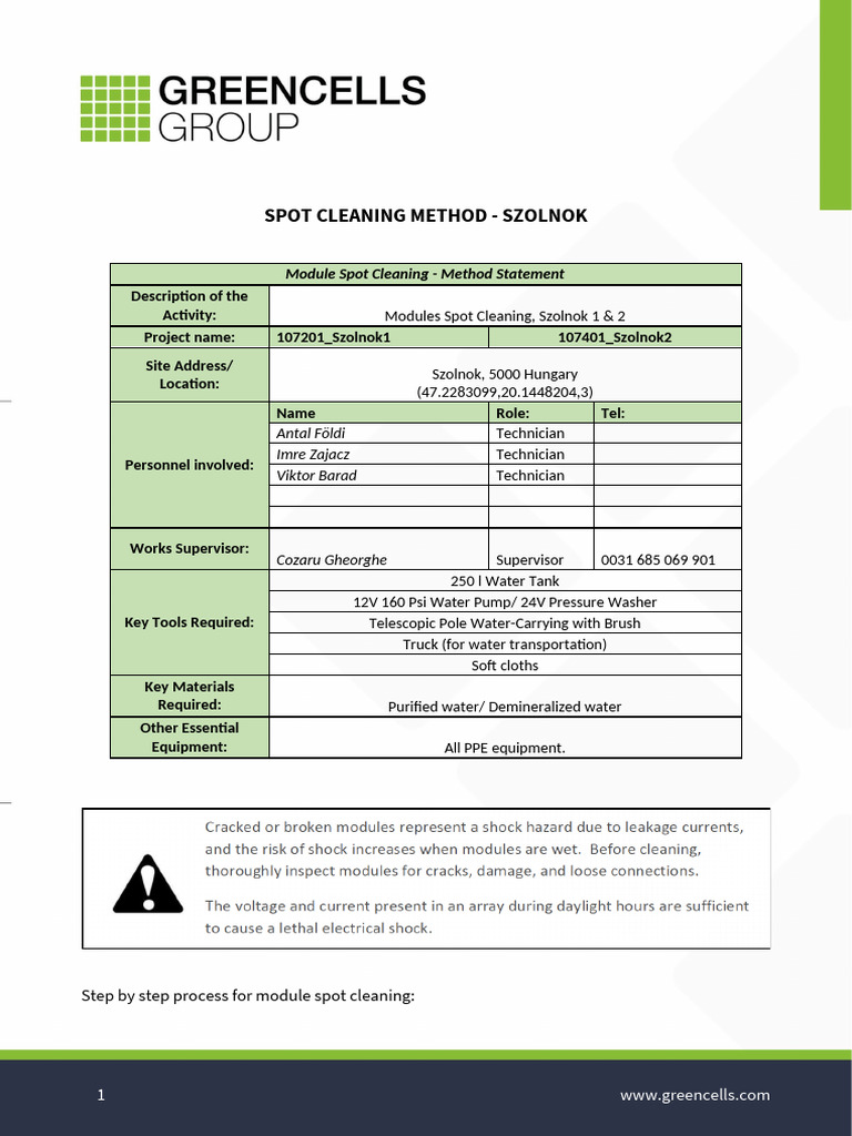 Spot Cleaning Method for Solar Modules | PDF | Water | Materials