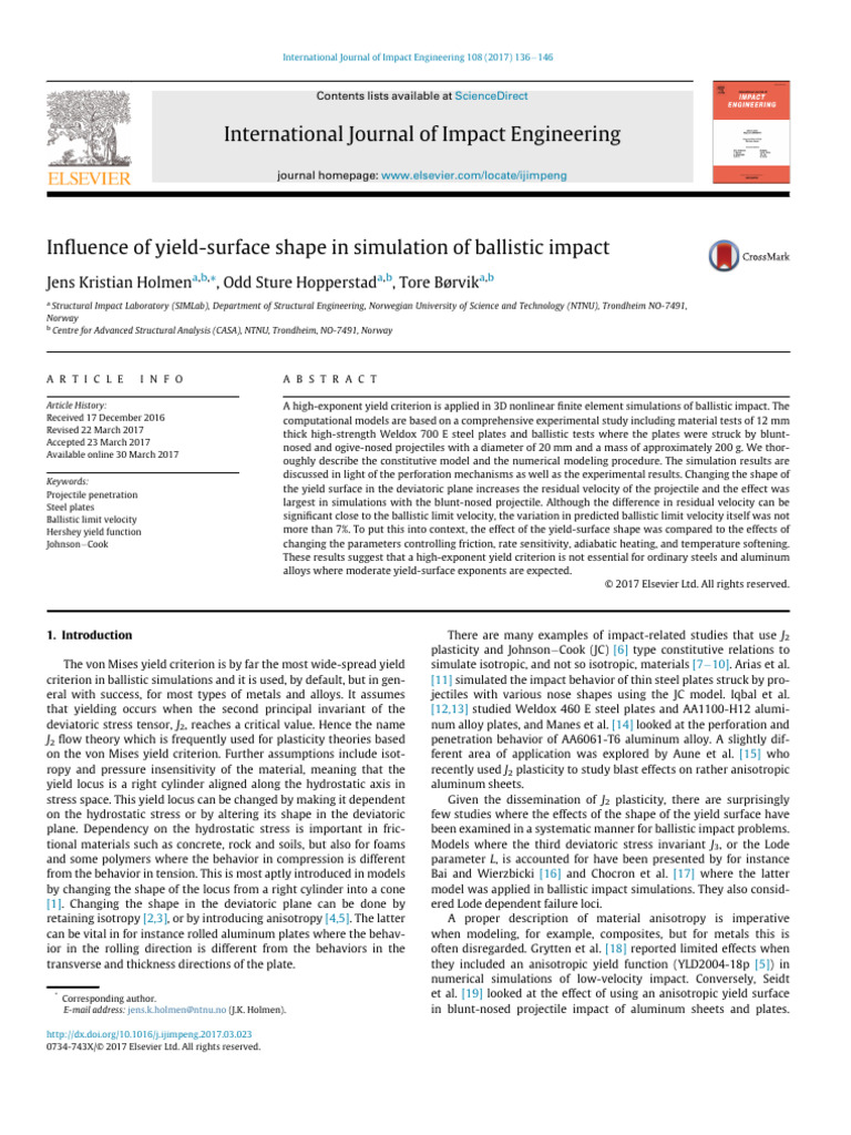 Influence of Yield Surface Shape in Simulat - 2017 - International ...