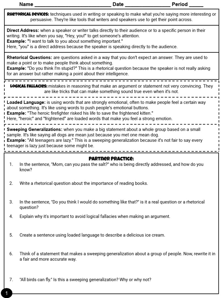 Direct Address: Example: ": Rhetorical Devices | PDF | Rhetoric | Argument