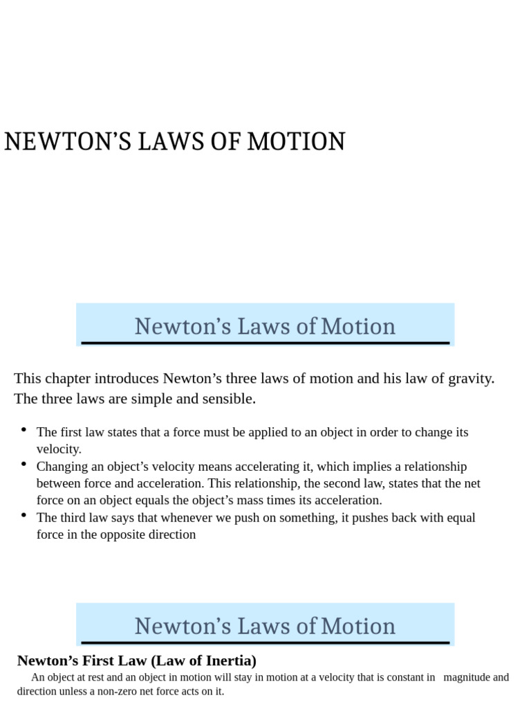 NEWTONS-LAWS-OF-MOTION-PRELIMS | PDF | Force | Acceleration