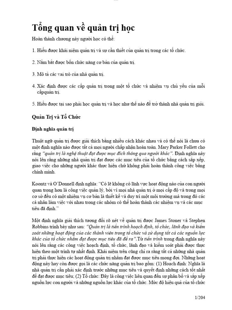 chuong-1-tong-quan-ve-quan-tri-hoc-quan-tri-hoc-dai-cuong-em1010-truon-115090 | PDF