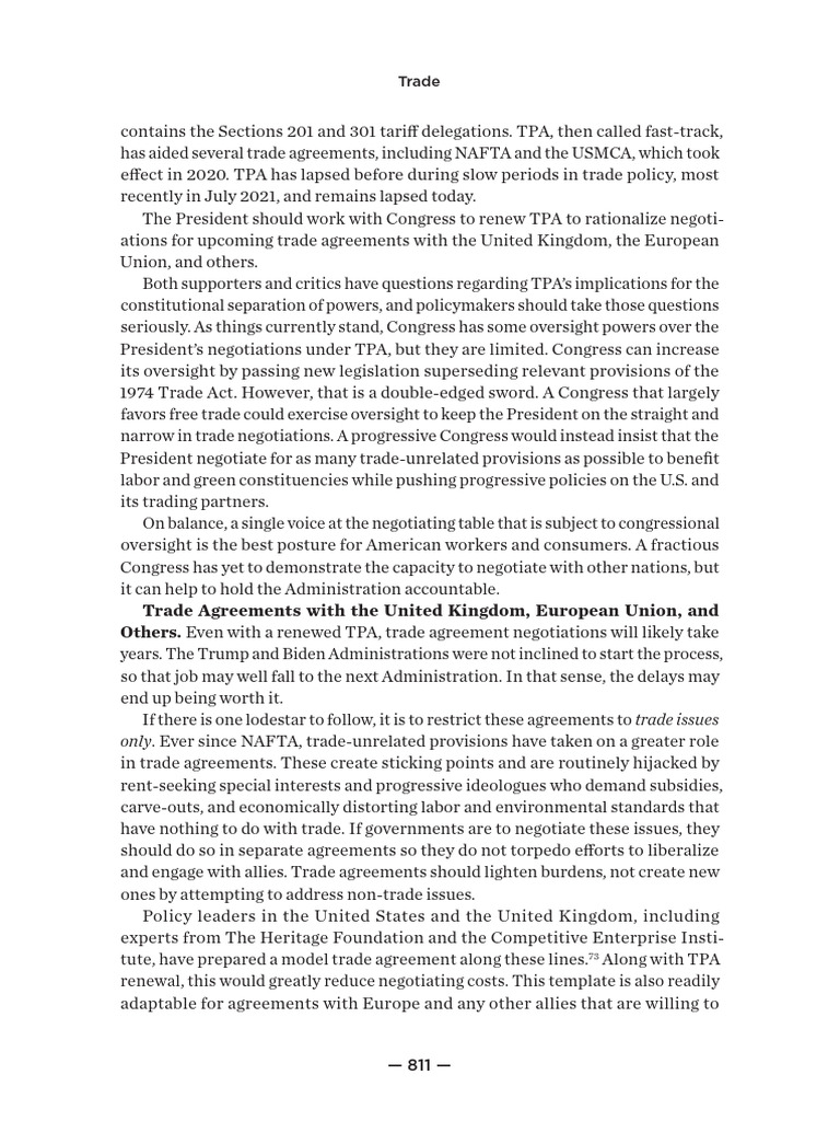 Renewing TPA for Future Trade Agreements | PDF | International ...
