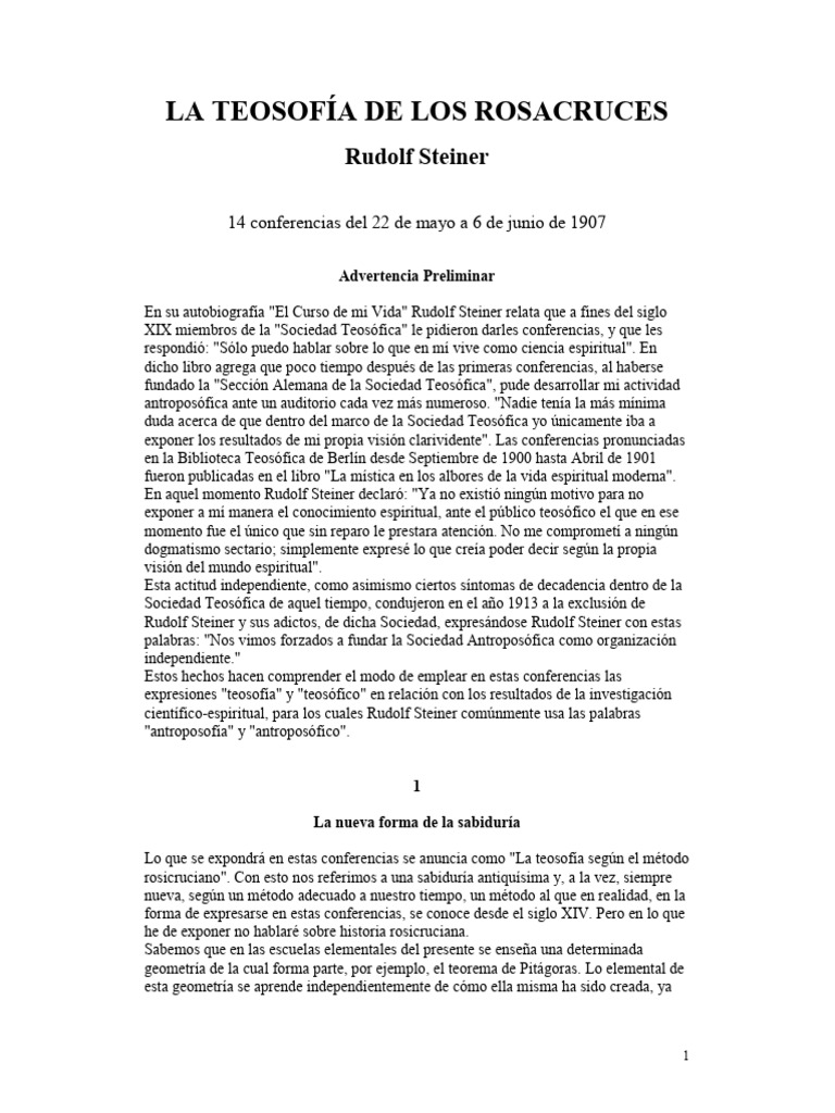 Rudolf Steiner Teosofia de Los Rosacruce | PDF