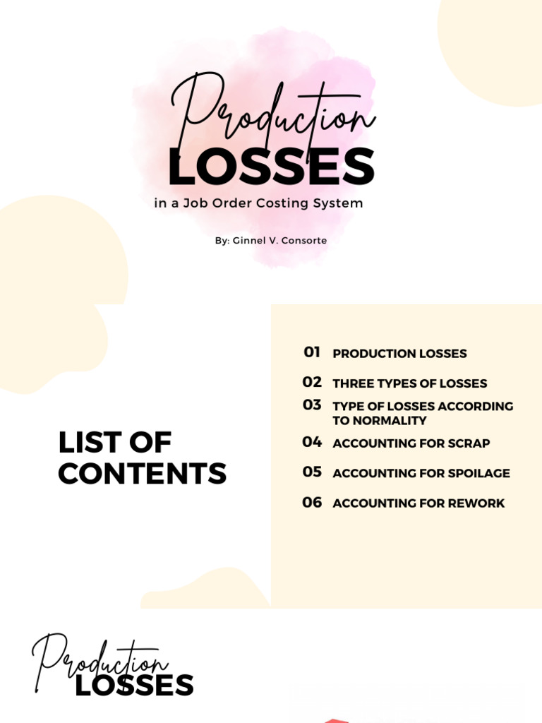 Job Order Costing: Production Losses Guide | PDF | Inventory | Cost Of ...