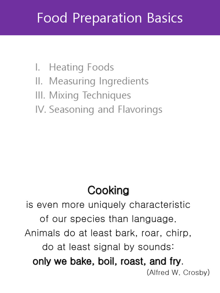 Food Preparation Basics | PDF | Cooking | Grilling