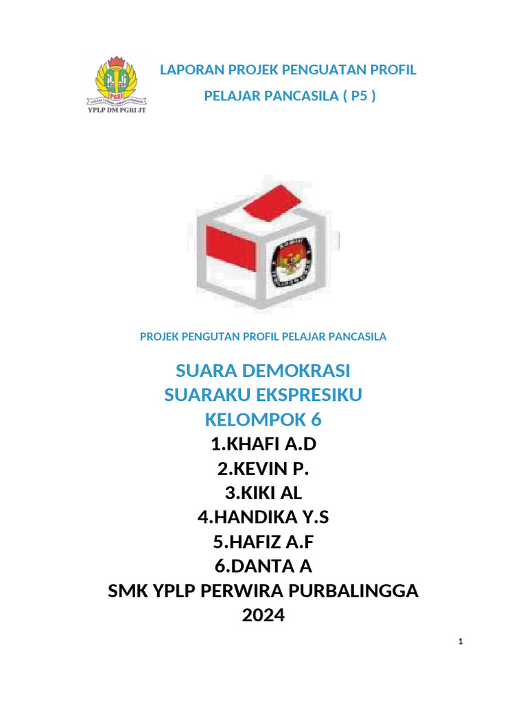 Laporan Projek P5: Suara Demokrasi | PDF