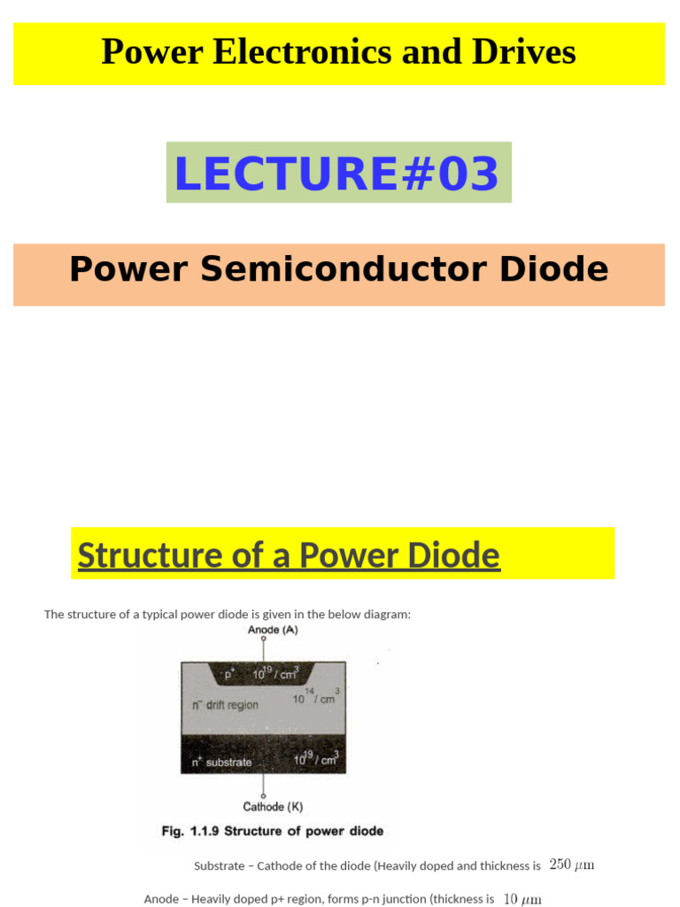 LEC-03 (Power Semiconductor Diodes) | PDF | Diode | P–N Junction