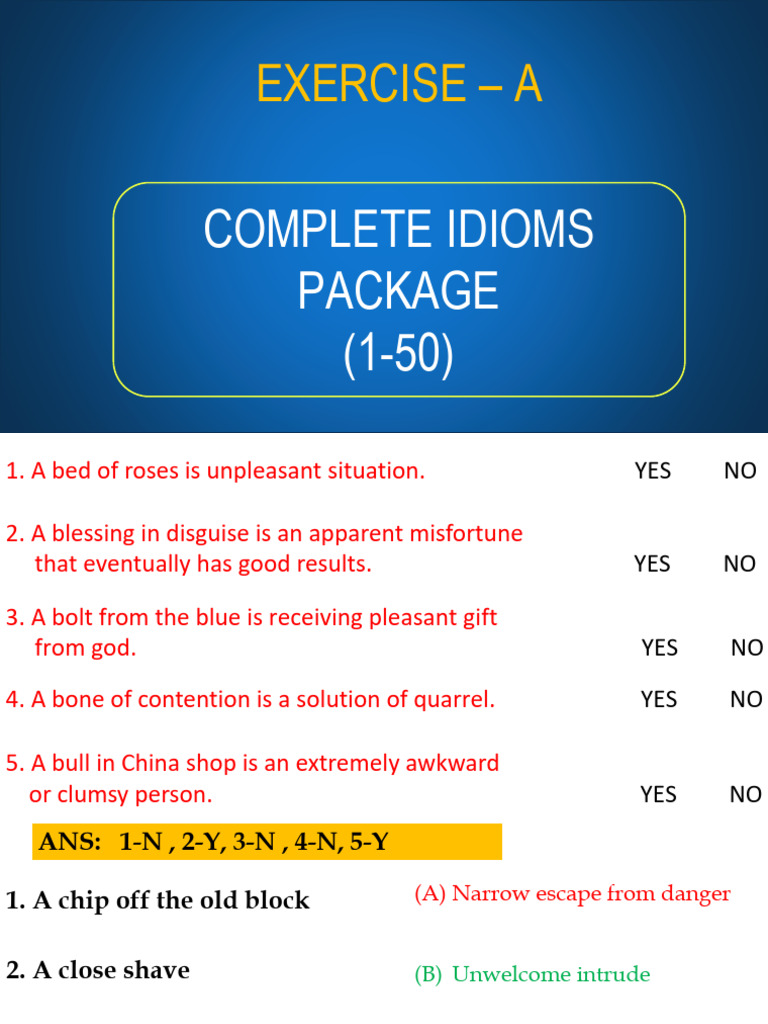 033) Idioms Package Exercise PDF - PDF | PDF