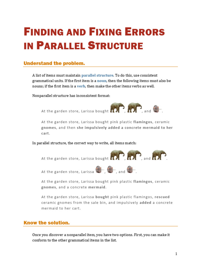 Finding+and+Fixing+Errors+in+Parallel+Structure | PDF | Verb | Phrase