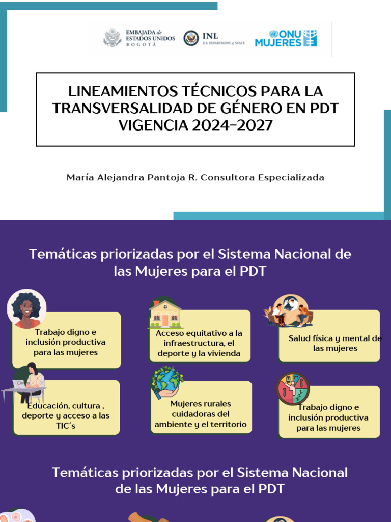 LINEAMIENTOS TÉCNICOS PARA LA TRANSVERSALIDAD DE GENERO EN PDT | PDF