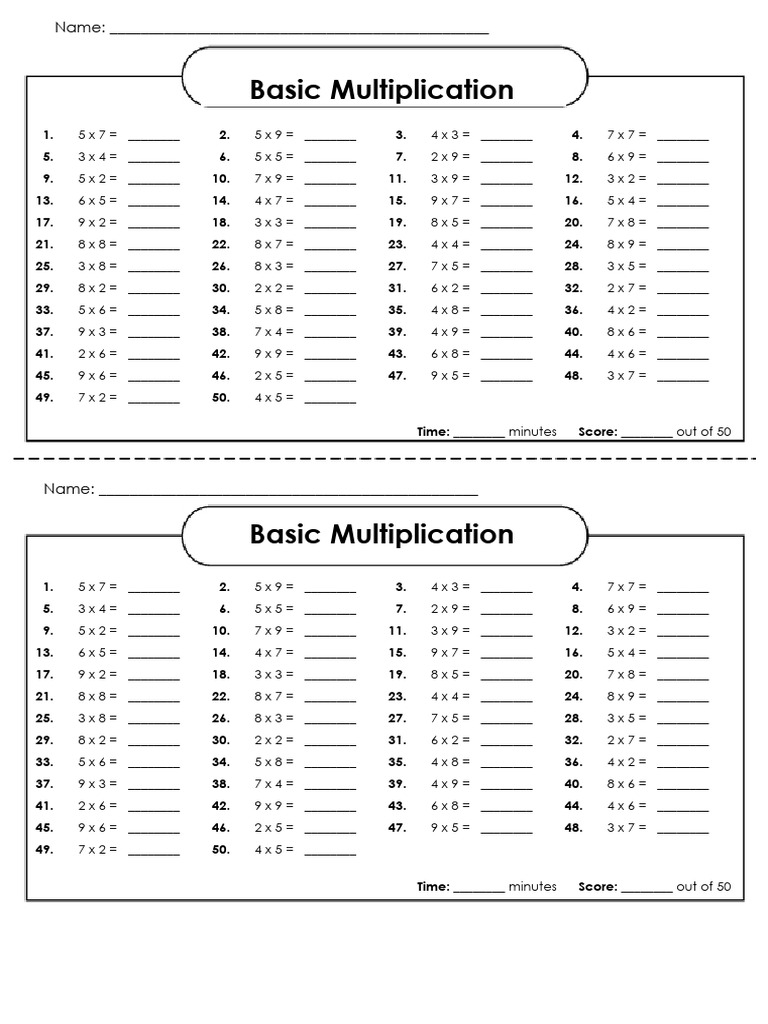Super Teacher Worksheets Basic Multiplication 2 | PDF