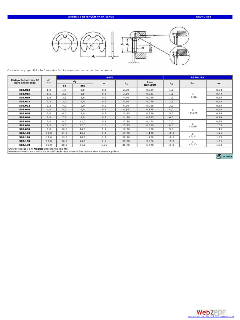 Aneis de Retencao 503 | PDF
