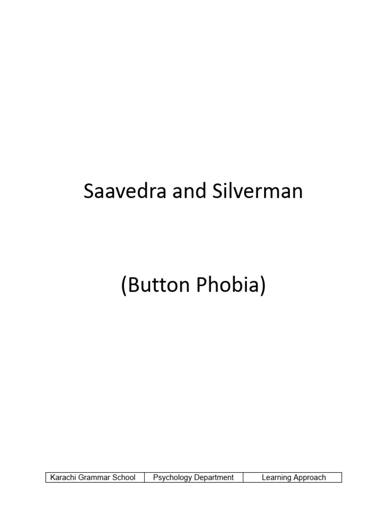 Learning Approach - Saavedra and Silverman (Button Phobia) | PDF ...