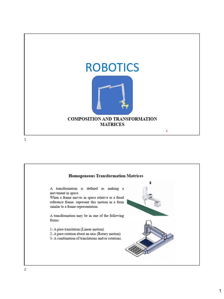04 Robotics 21MTE Rotation and Transformation | PDF | Cartesian ...