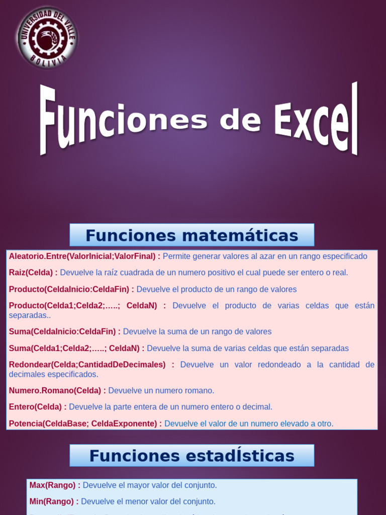Funciones de Excel | PDF | Decimal | Aritmética