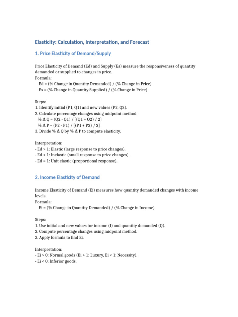 Elasticity Calculation Interpretation | PDF | Elasticity (Economics ...
