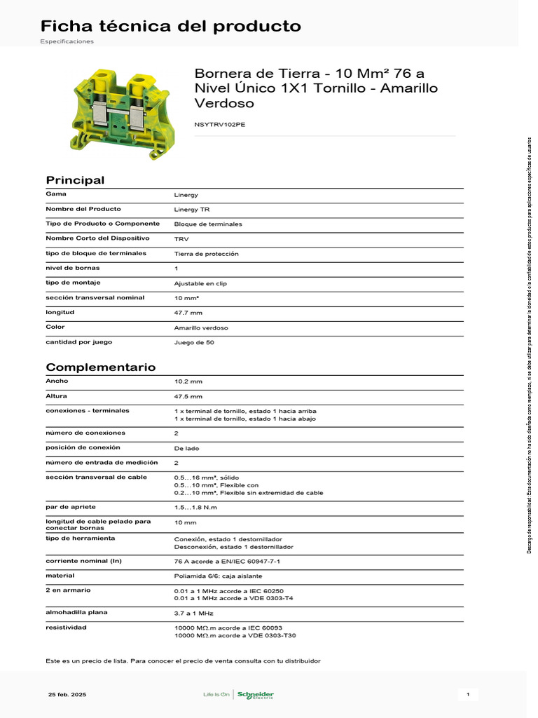 Schneider Electric - Linergy-Terminal-Blocks-And-Bars - NSYTRV102PE ...