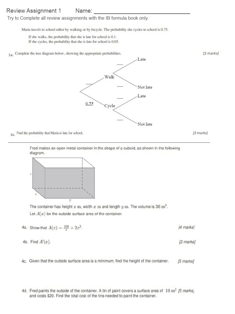 Ib Review Assignment 1 | PDF