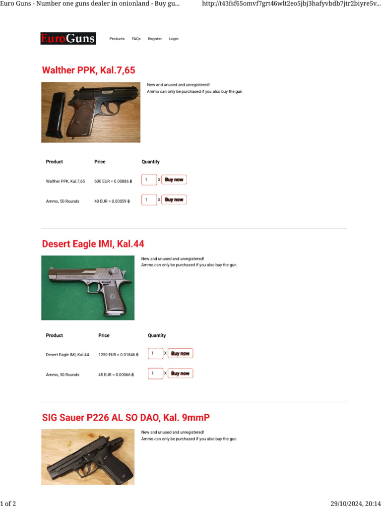 Euro Guns - Number one guns dealer in onionland - Buy guns and ammo for ...