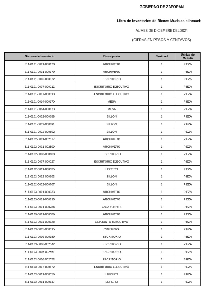 Libro Inventarios Bienes Muebles e Inmuebles 2024 2do Semestre | PDF