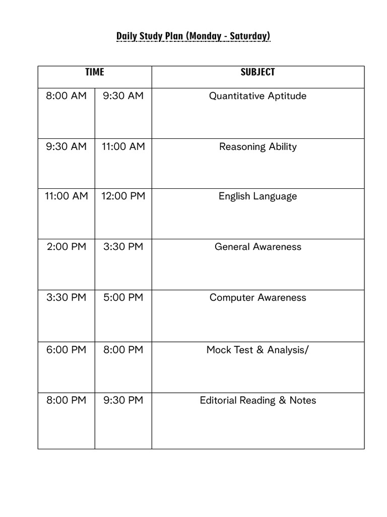 Daily Study Plan | PDF