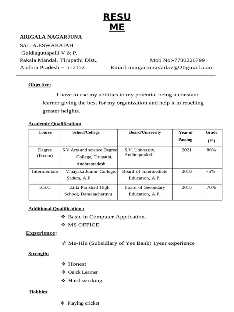 Nagarjuna Resume | PDF