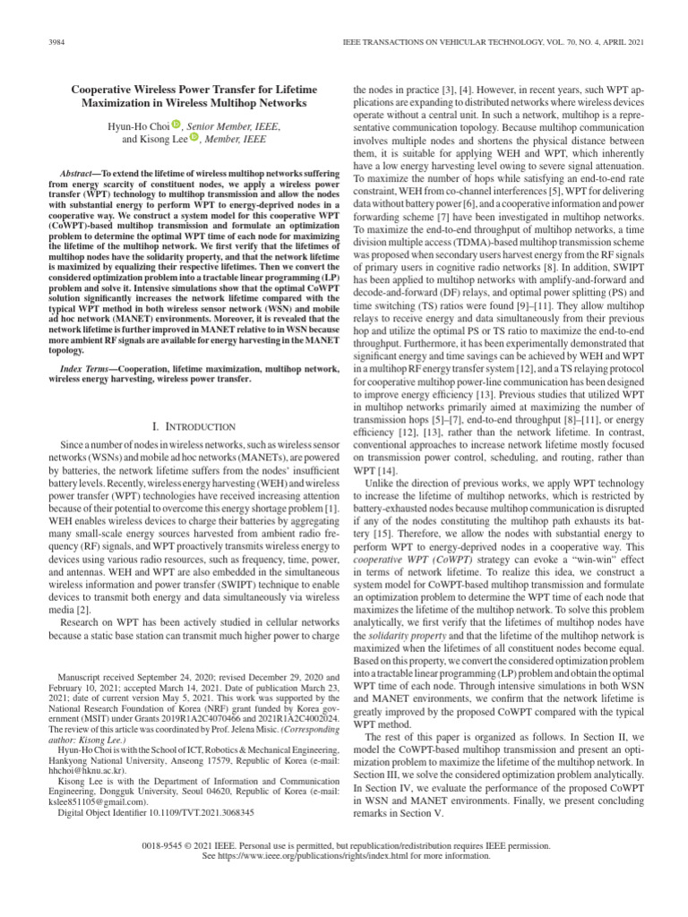 GSB 2 - Cooperative - Wireless - Power - Transfer - For - Lifetime - Maximization - in ...