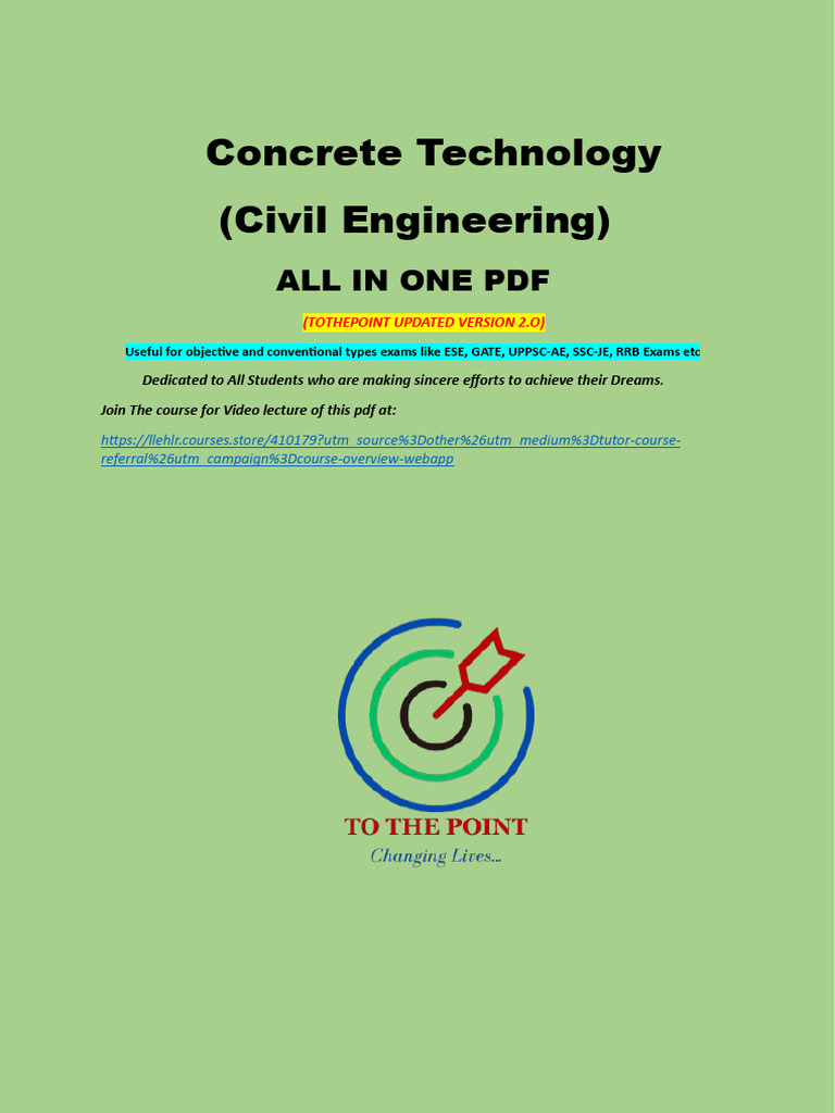 To The Point Concrete Technology | PDF | Concrete | Cement
